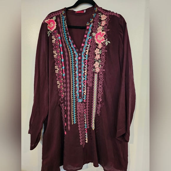 Johnny Was | Tops | Johnny Was Colorful Embroidered Tunic Top Xxl ...